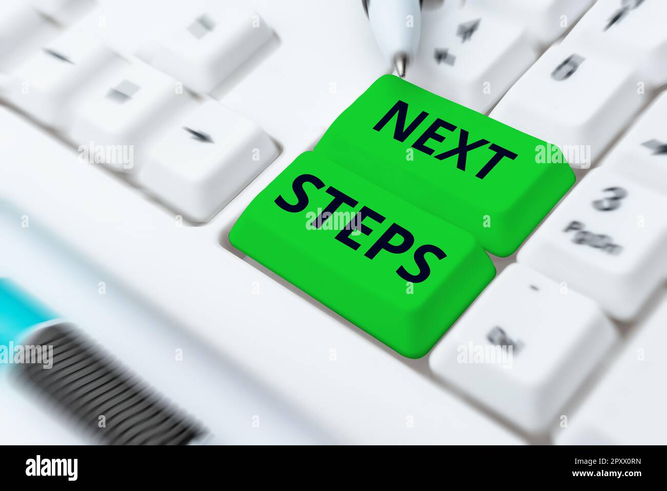 Conceptual display Next Steps, Word Written on numper of process going ...