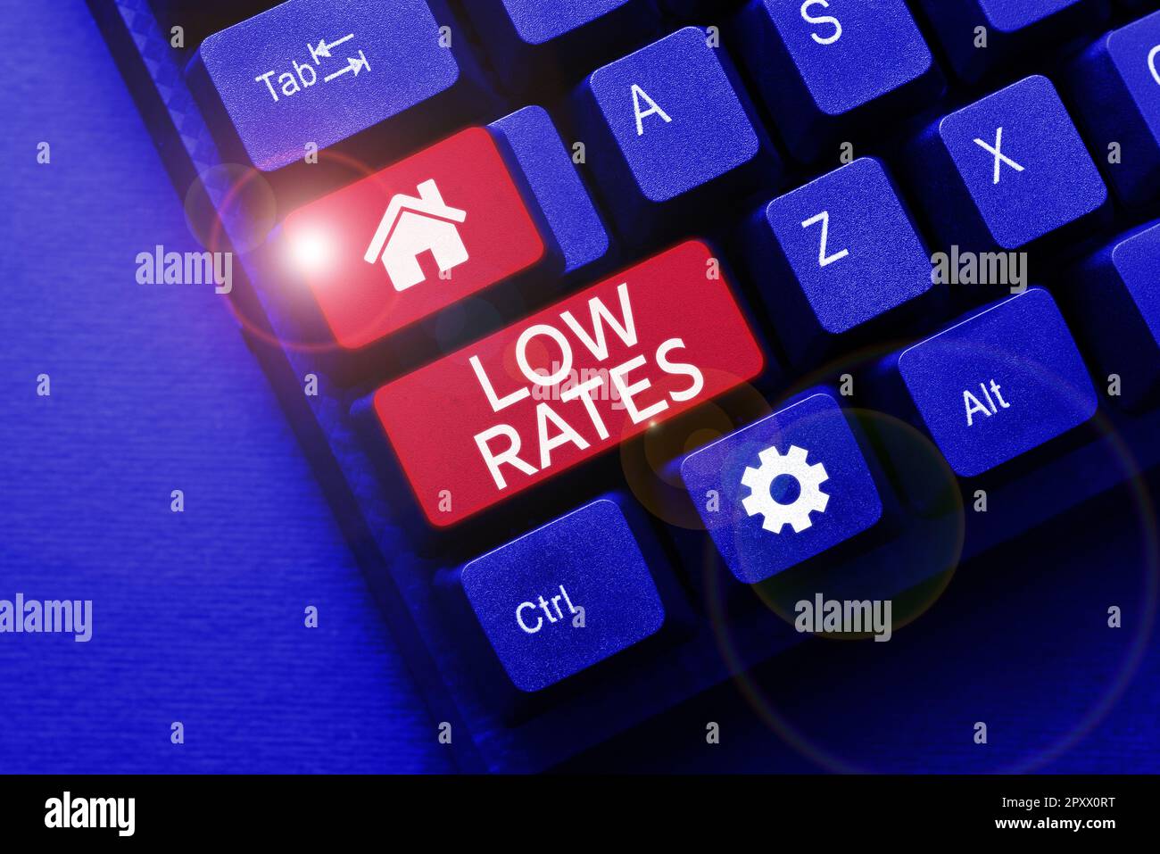 Conceptual caption Low Rates, Business showcase A cost of an item or ...