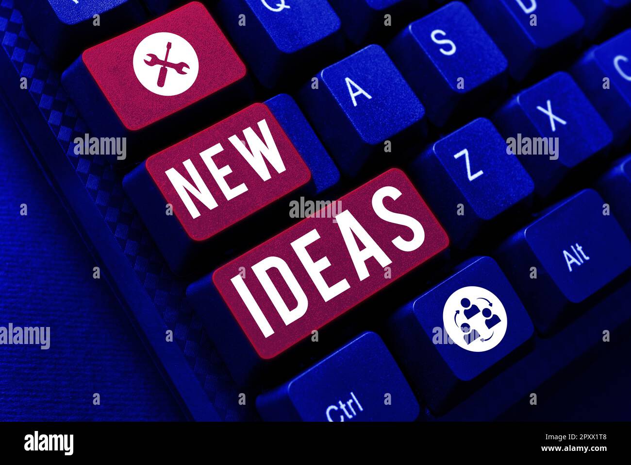 Text caption presenting New Ideas, Business approach something original ...