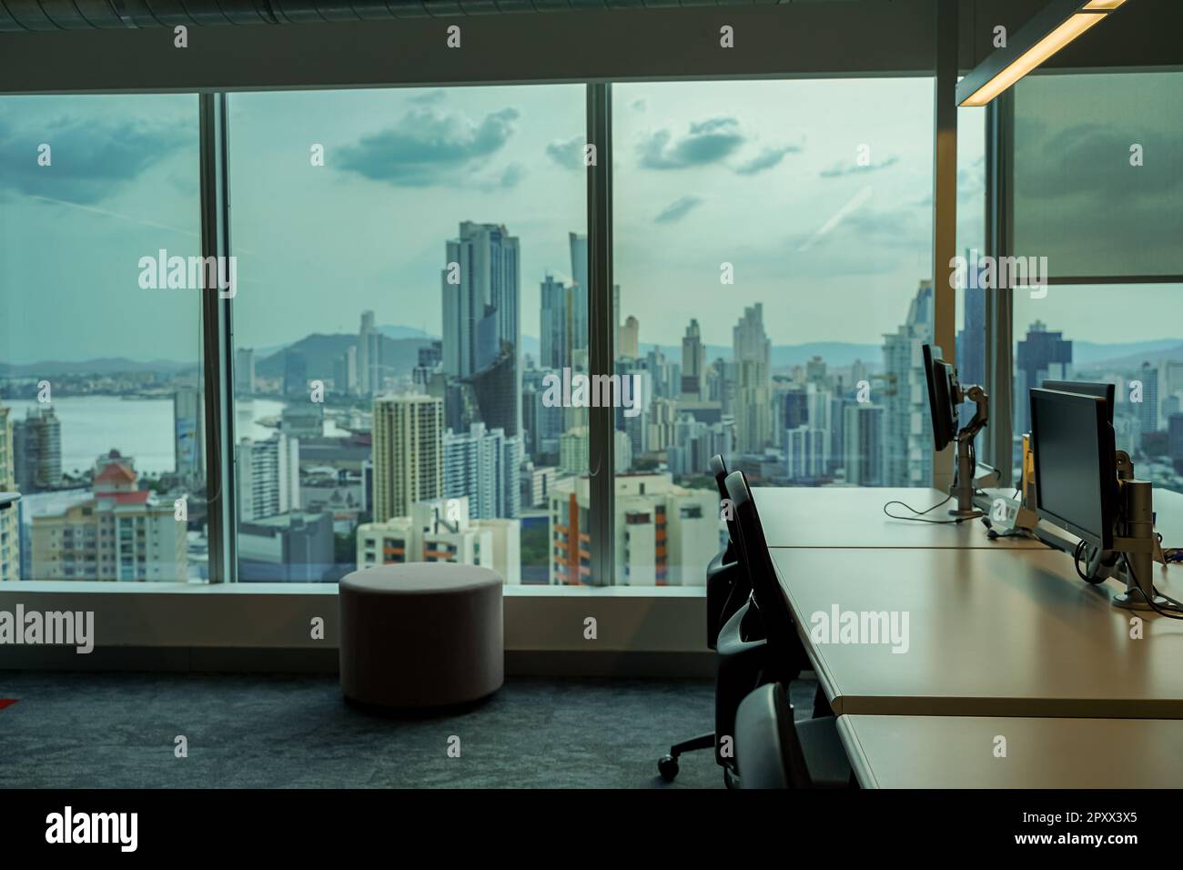 View of a Corporate working space, offices with a window view in ...