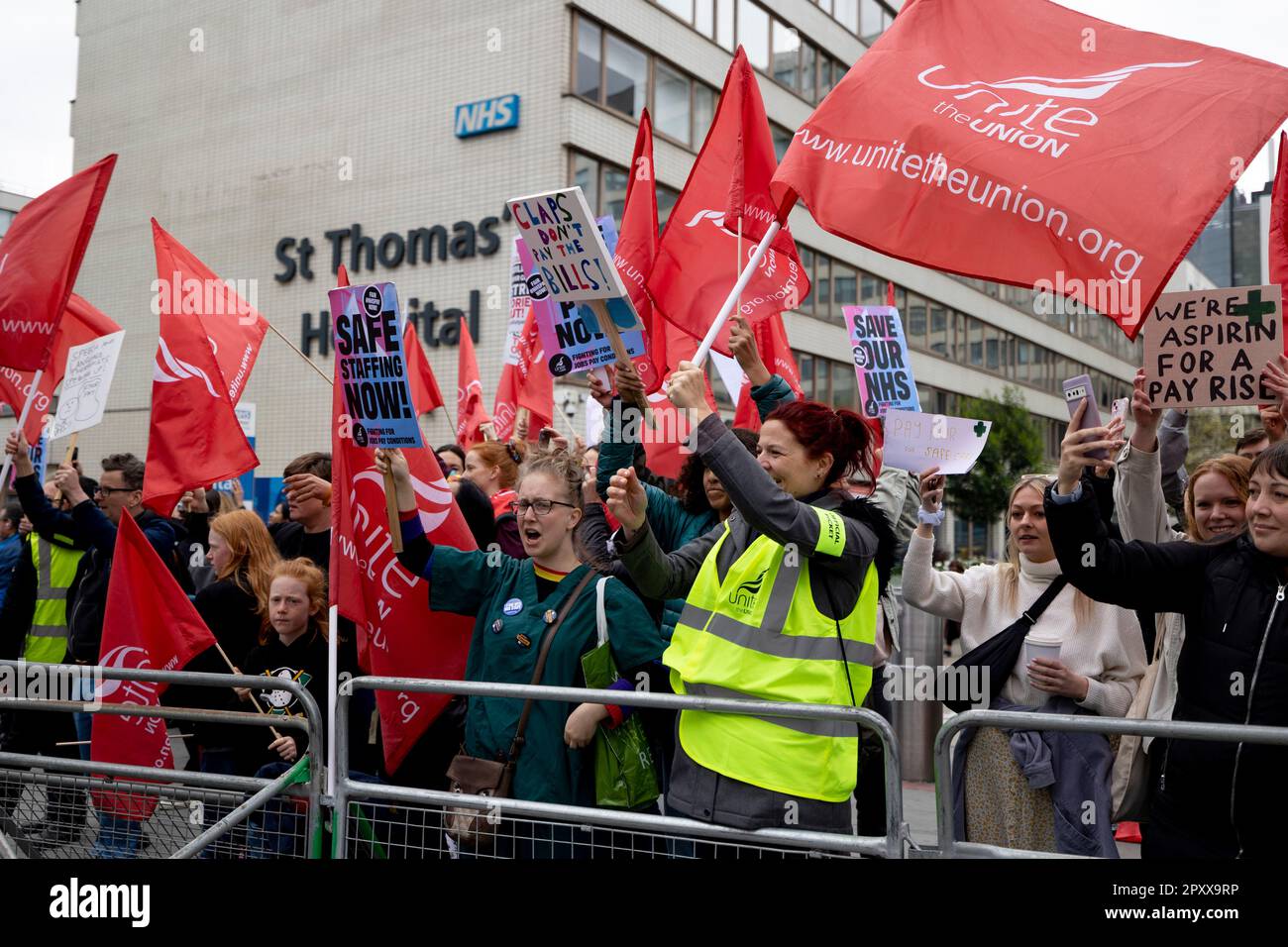 London, UK. 02nd May, 2023. NHS workers, members from the Unite the ...
