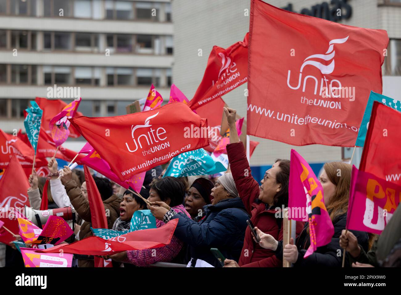 London, UK. 02nd May, 2023. NHS workers, members from the Unite the ...