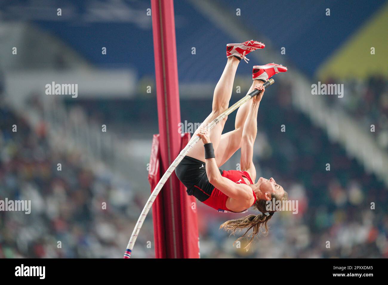 Nicole Büchler participating in the pole vault at the Doha 2019 World ...