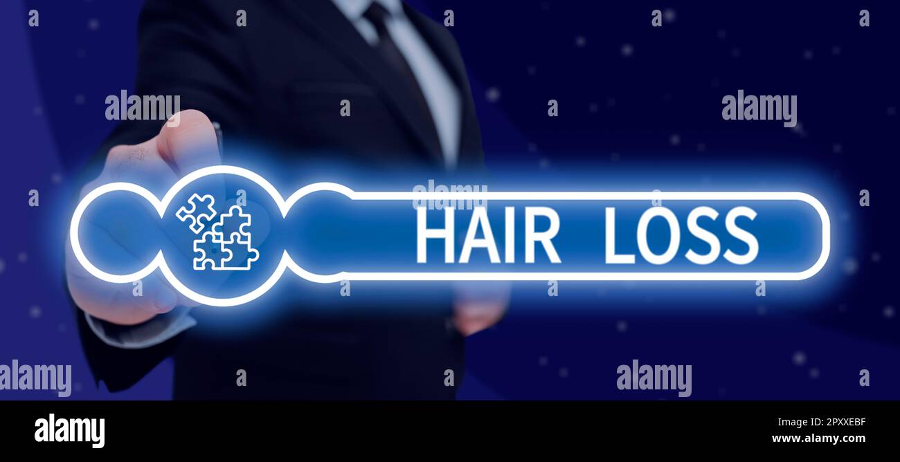 Sign displaying Hair Loss, Concept meaning Loss of human hair from the ...