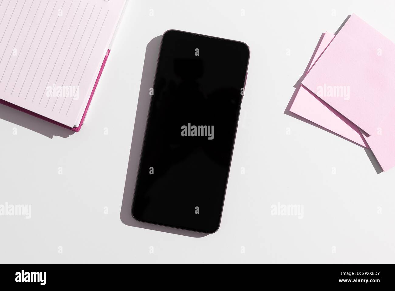 Mobile Phone Screen With Important Ideas On It And Note Sticked Stock ...