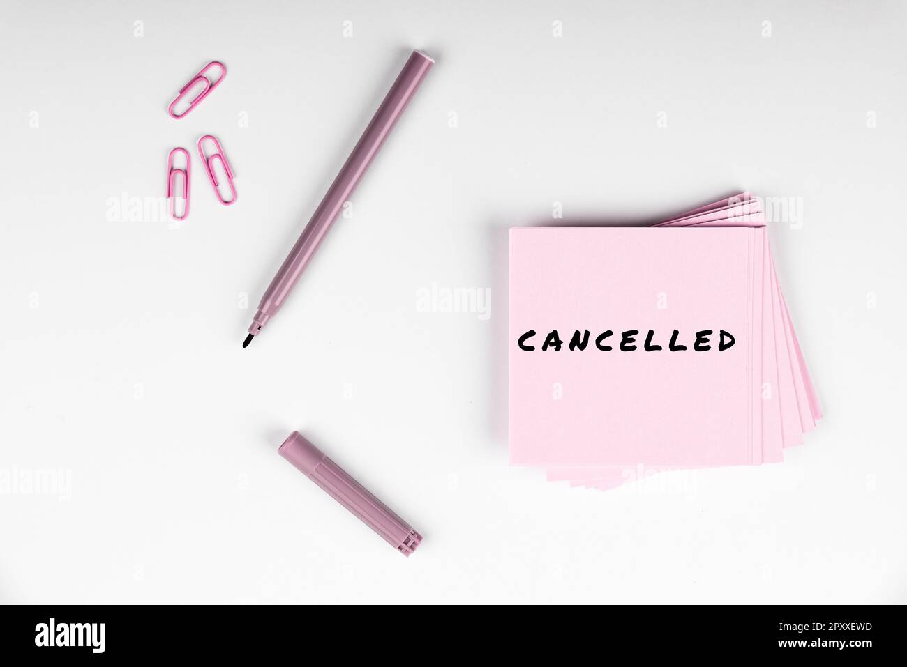 Hand writing sign Cancelled, Business showcase decide or announce that ...