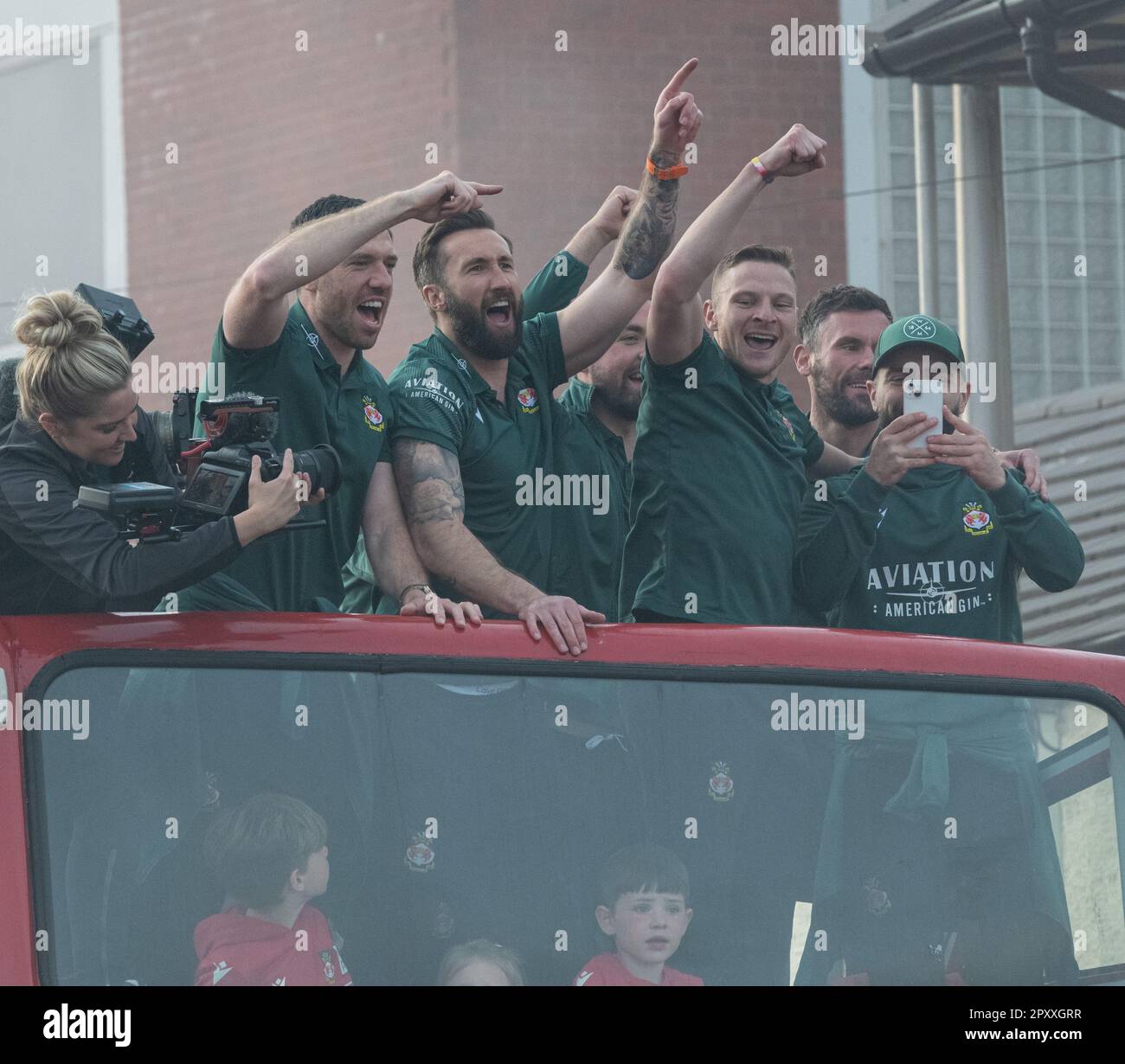 Wrexham, Wrexham County Borough, Wales. 2nd May 2023. Wrexham players ...