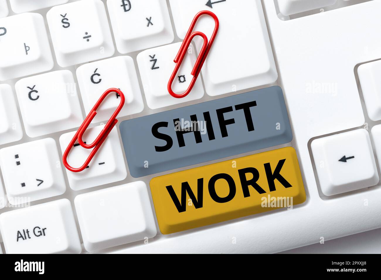 Sign displaying Shift Work, Word Written on work comprising periods in ...