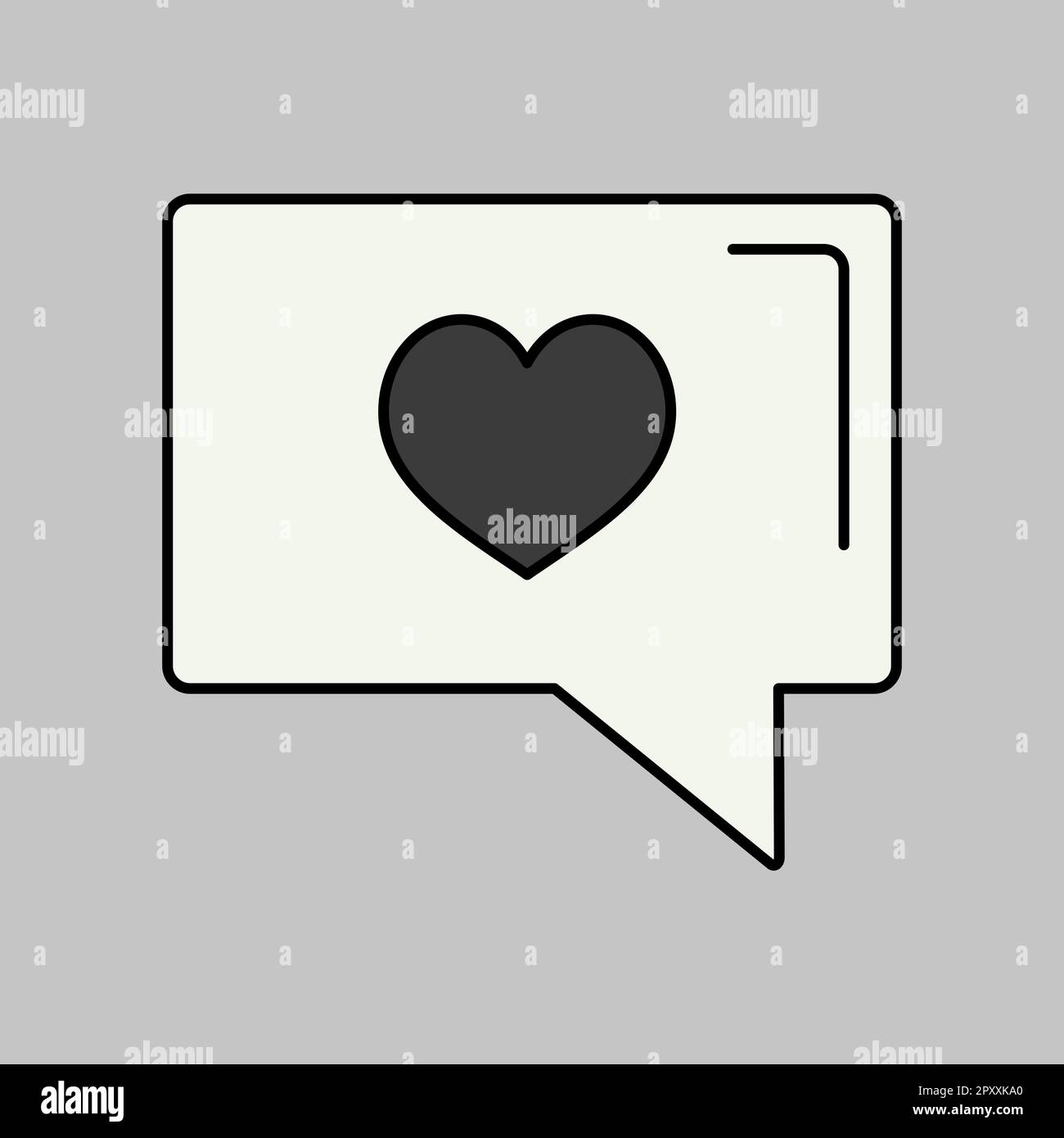 Text bubble with heart glyph icon. Valentines day symbol. Vector ...