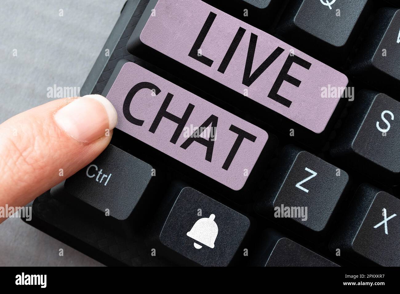 Conceptual caption Live Chat, Word Written on talking with friend or ...