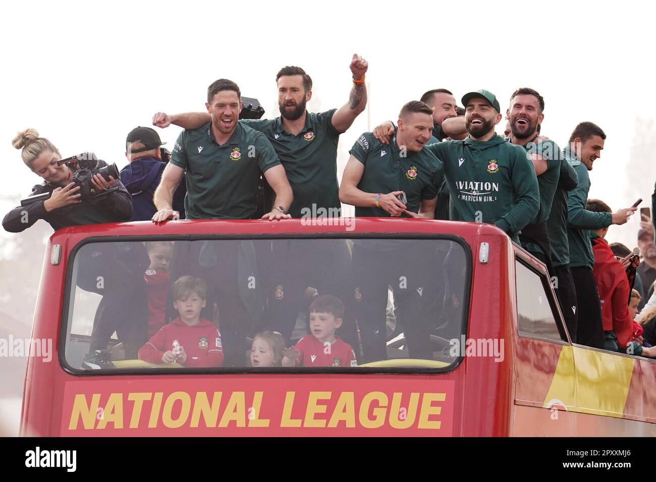 (From left to right) Wrexham’s Ben Tozer, Ollie Palmer, Paul Mullin ...