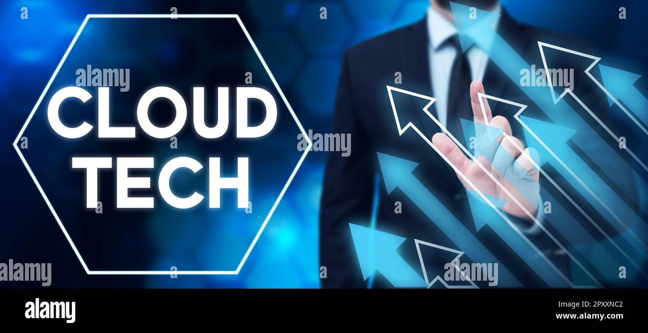 Text showing inspiration Cloud Tech, Internet Concept storing and accessing data and programs ...