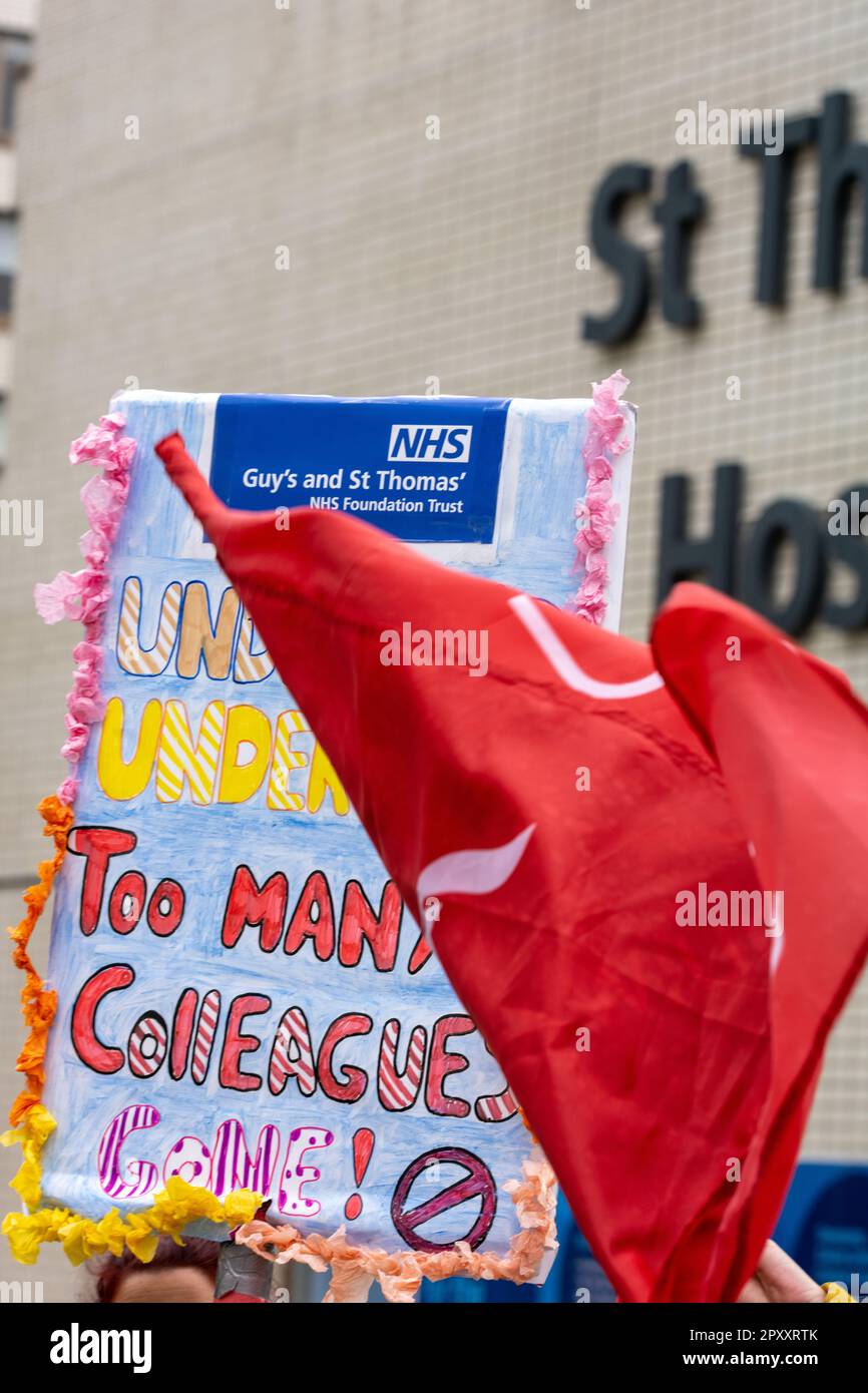 London, UK. 2nd May, 2023. Unite the union picket line outside st ...