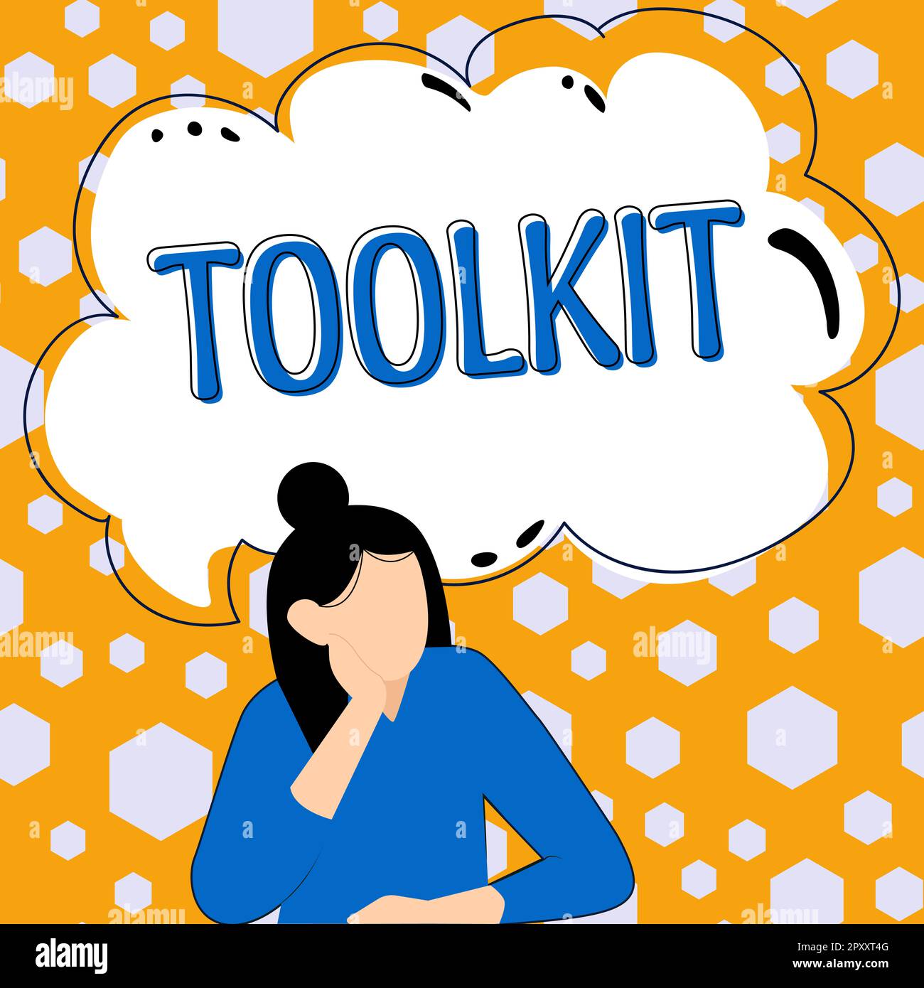 Text caption presenting Toolkit, Word Written on set of tools kept in a ...