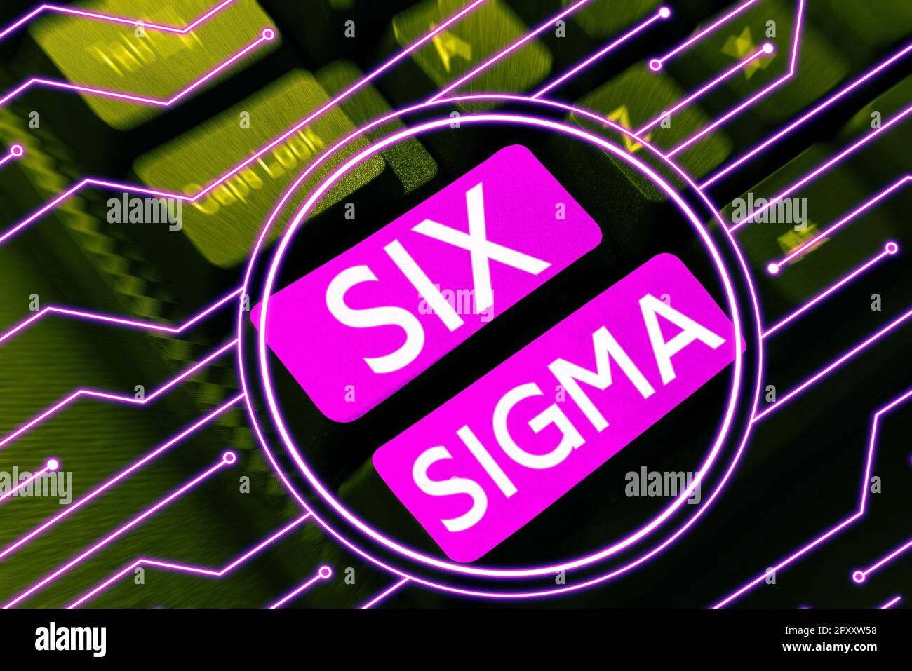 Text caption presenting Six Sigma, Word for management techniques to ...