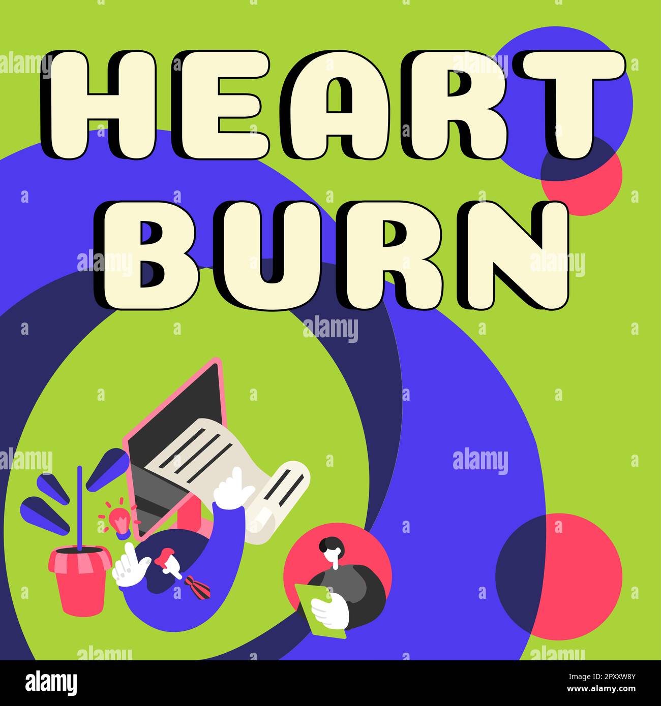 Conceptual caption Heart Burn, Concept meaning a burning sensation or ...