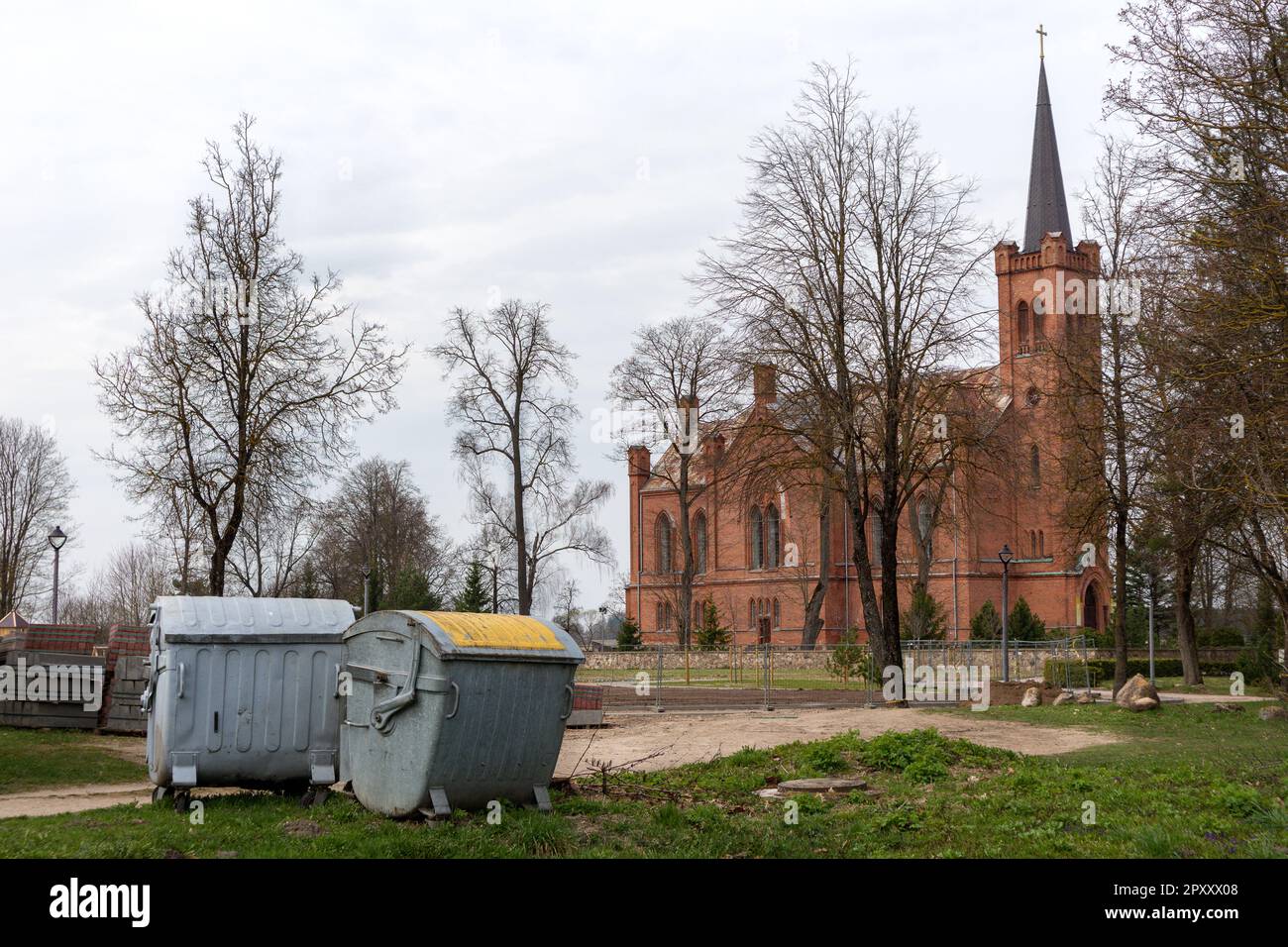 The construction site of the new Church of the Holy Cross with two ...