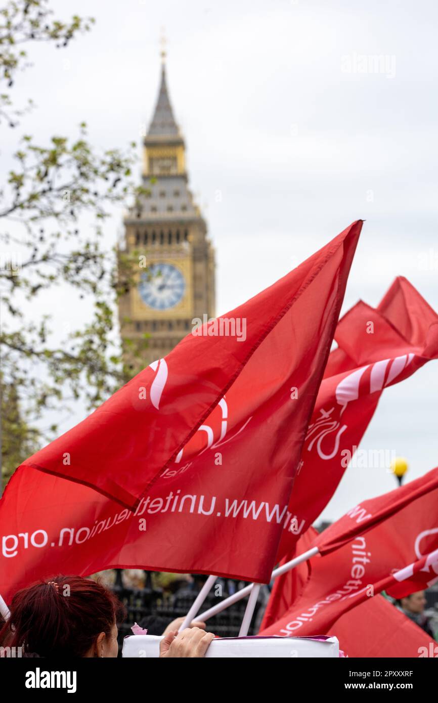 London, UK. 2nd May, 2023. Unite the union picket line outside st ...