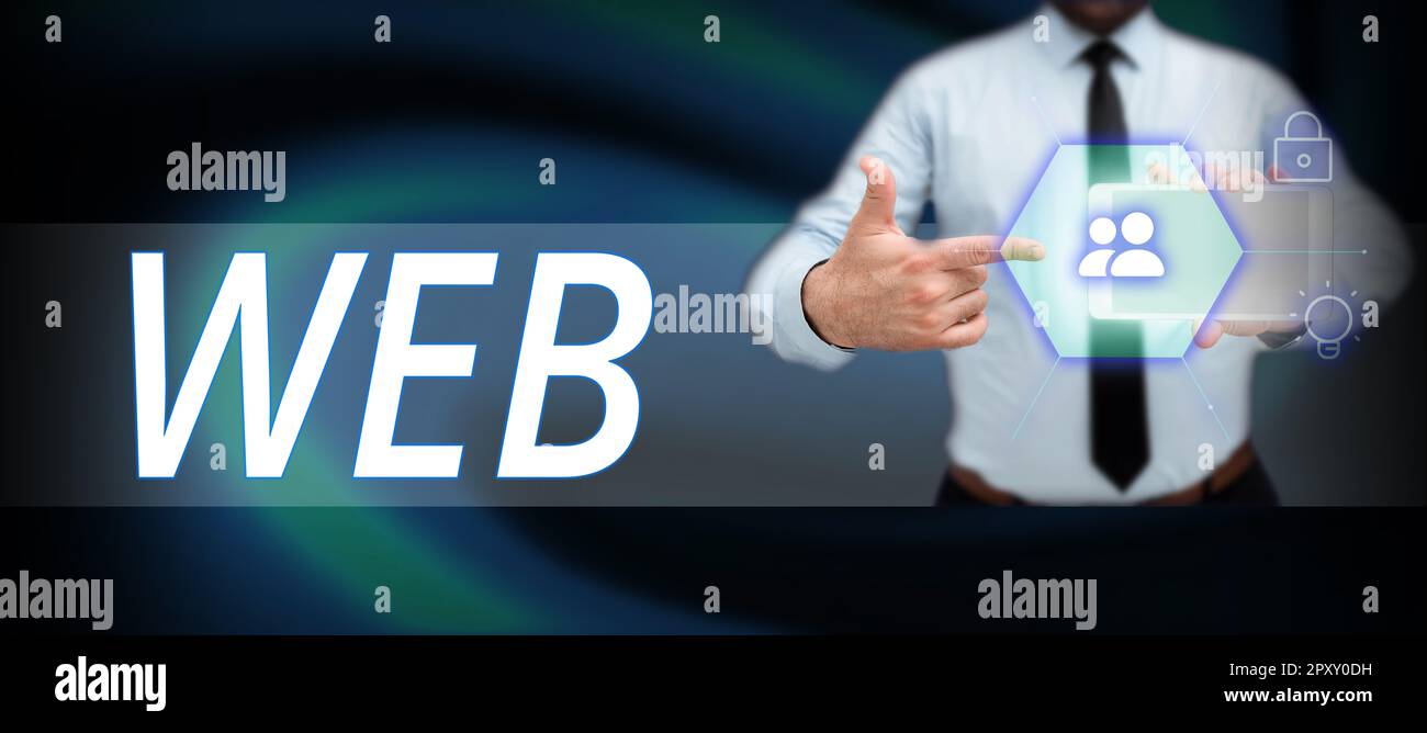 Text sign showing Web, Business idea a system of Internet servers that ...