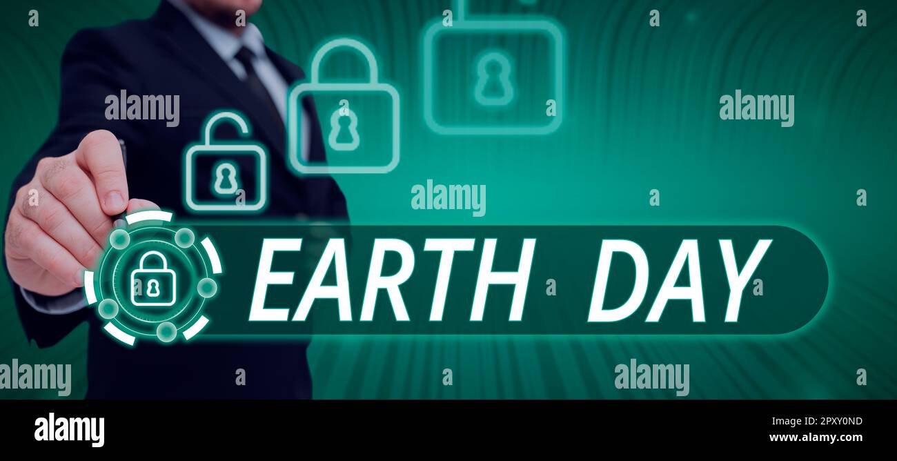 Conceptual caption Earth Day, Business overview Worldwide celebration ...