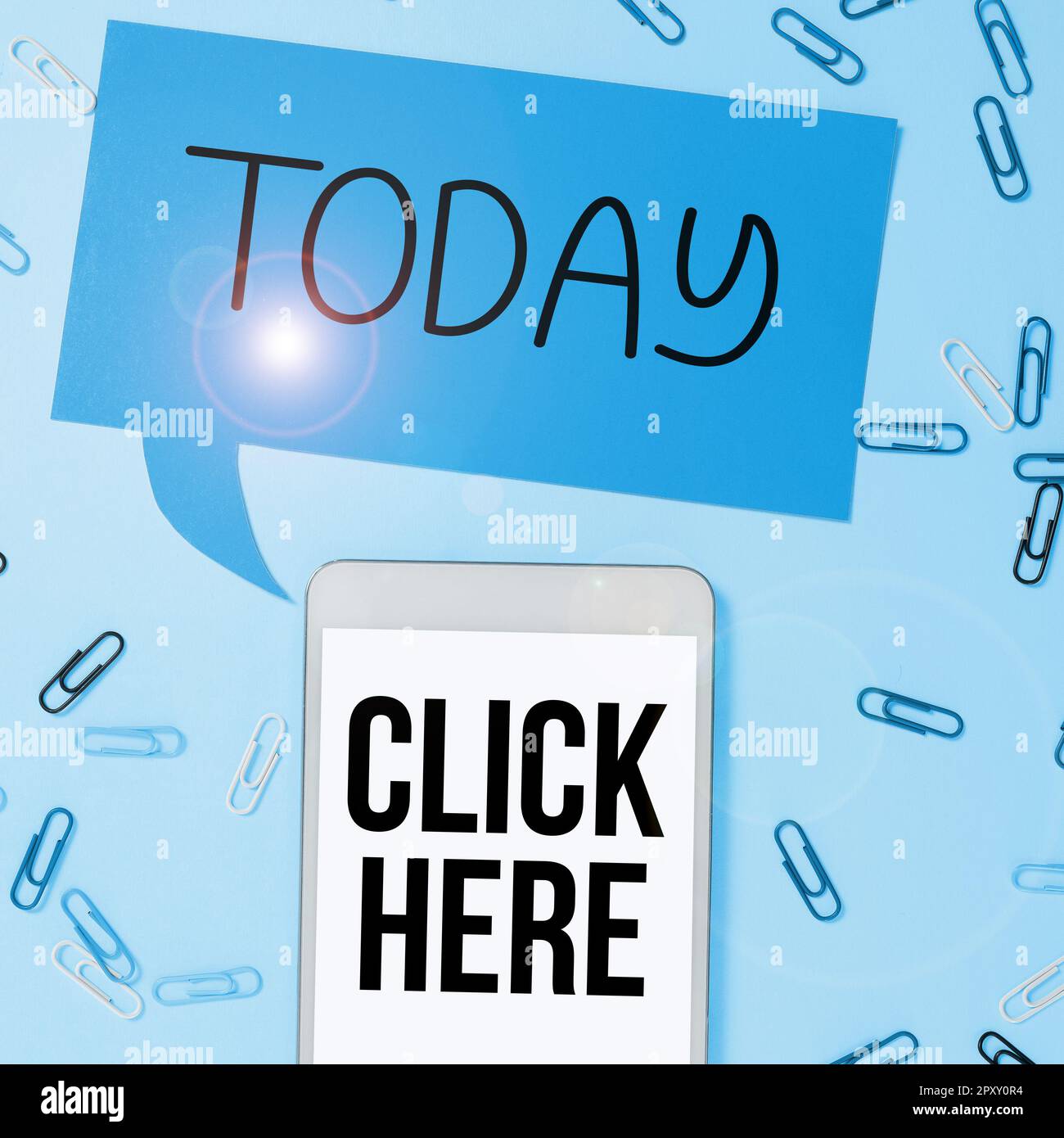 Hand writing sign Click Here, Business approach carry out a computer ...