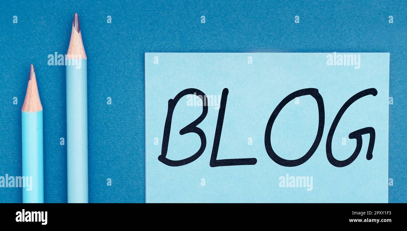 Inspiration showing sign Blog, Word Written on A regularly updated website web page written in ...