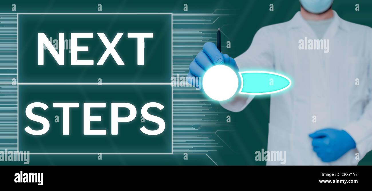 Text sign showing Next Steps, Business concept numper of process going ...