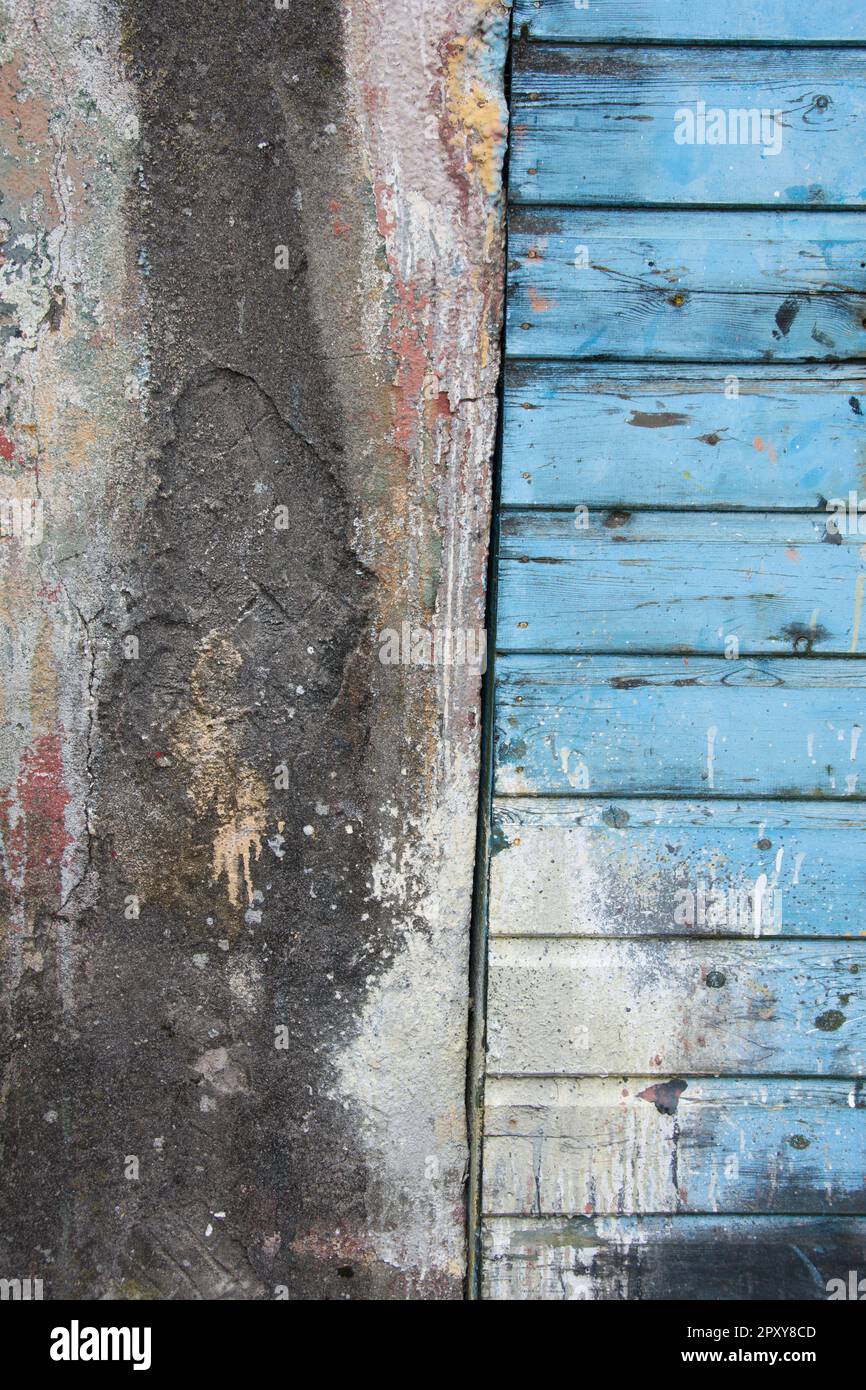 Old wooden panel with peeling blue paint on horizontal boards Stock ...
