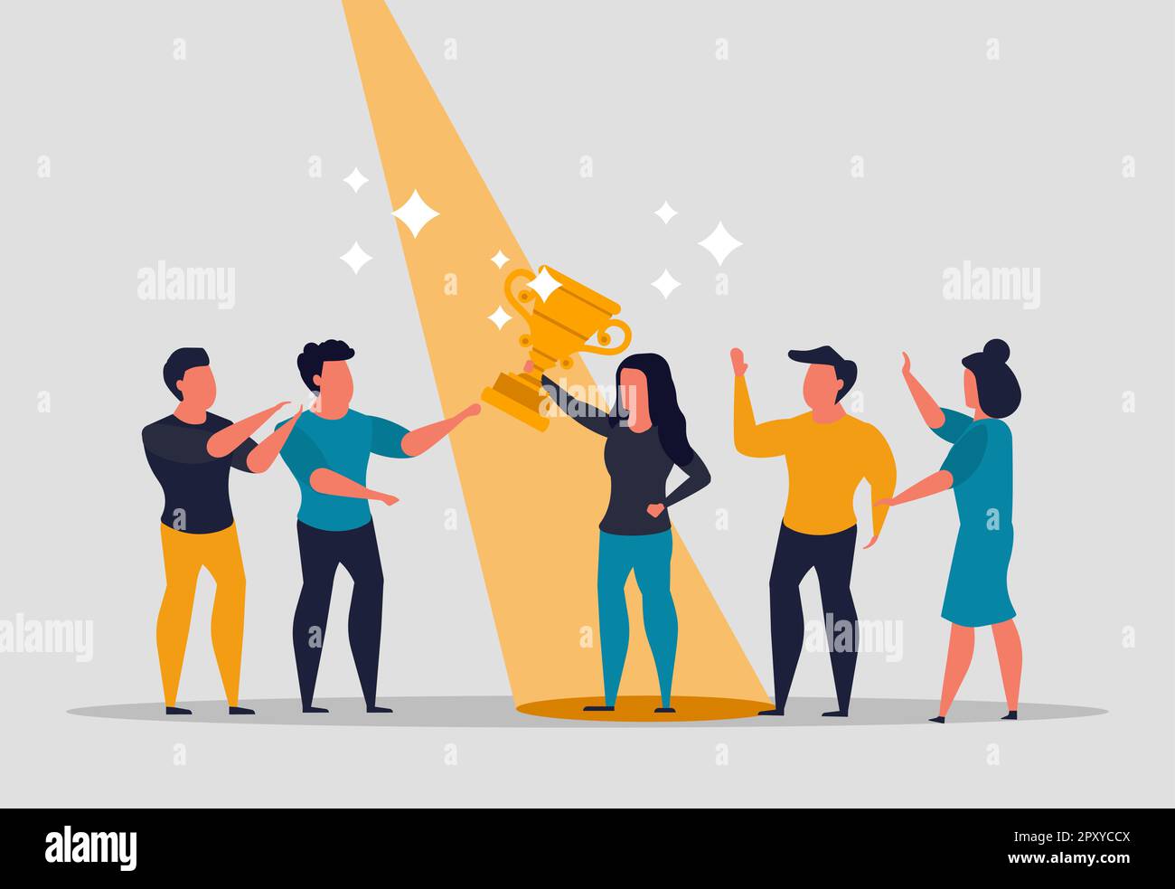 Successful woman leader and woman manager. The team congratulates their ...