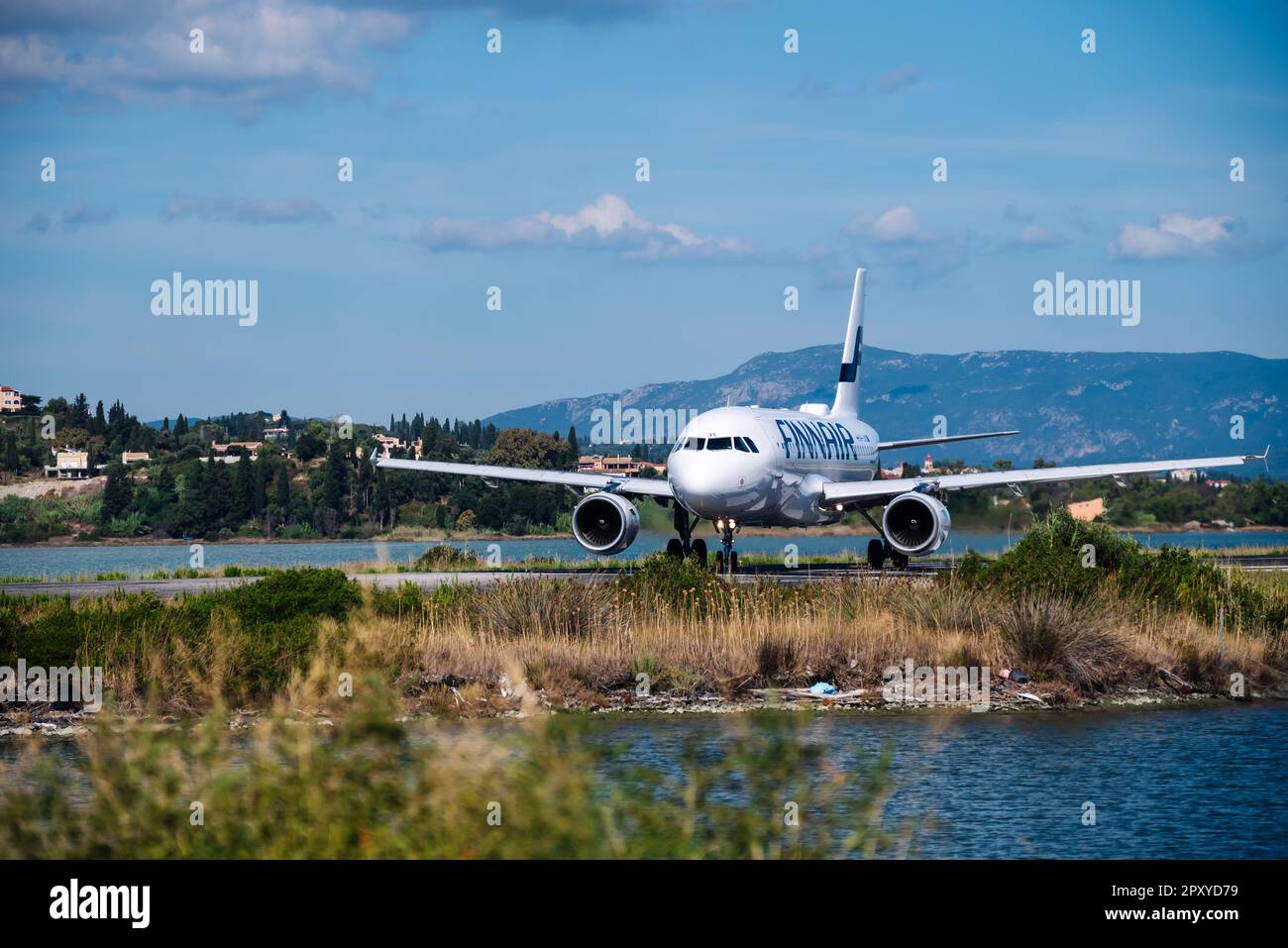 Kerkyra, Greece - 09 24 2022: Corfu Airport, Finnair Plane Prepares To ...