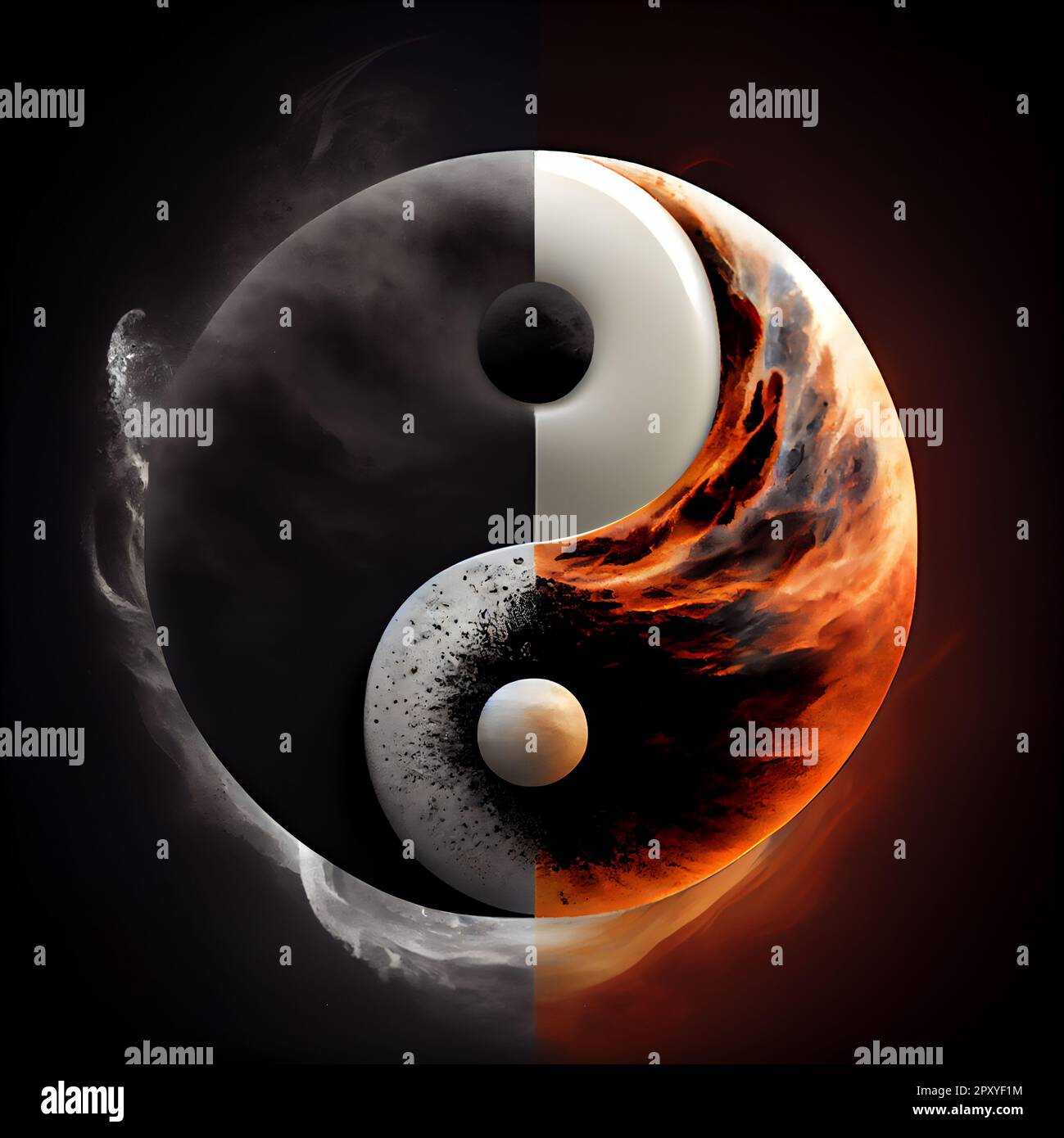 Abstract yin yang symbol of harmony and balance 3D illustration Stock Photo - Alamy