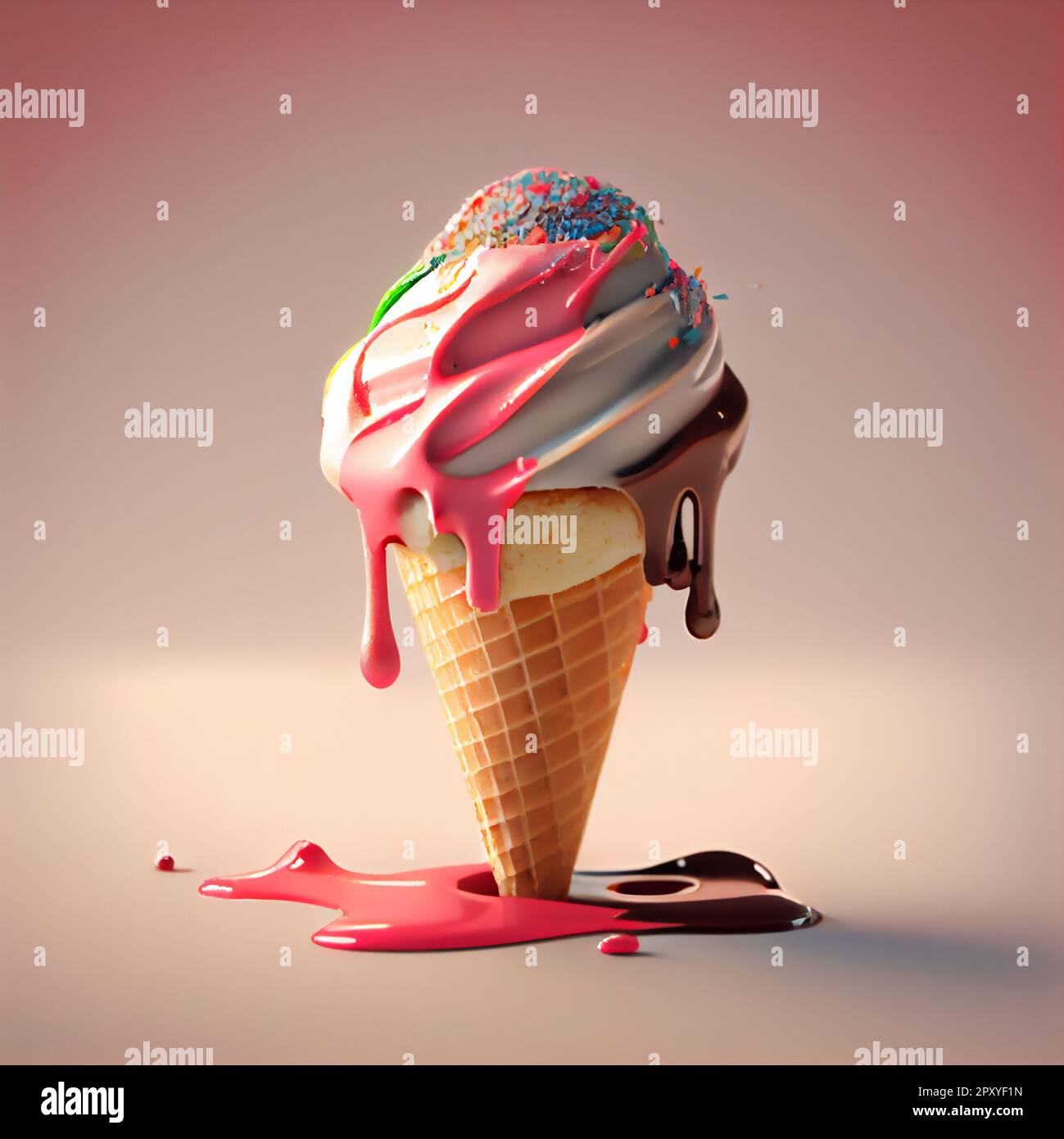 3d ice cream balls waffle hi-res stock photography and images - Alamy