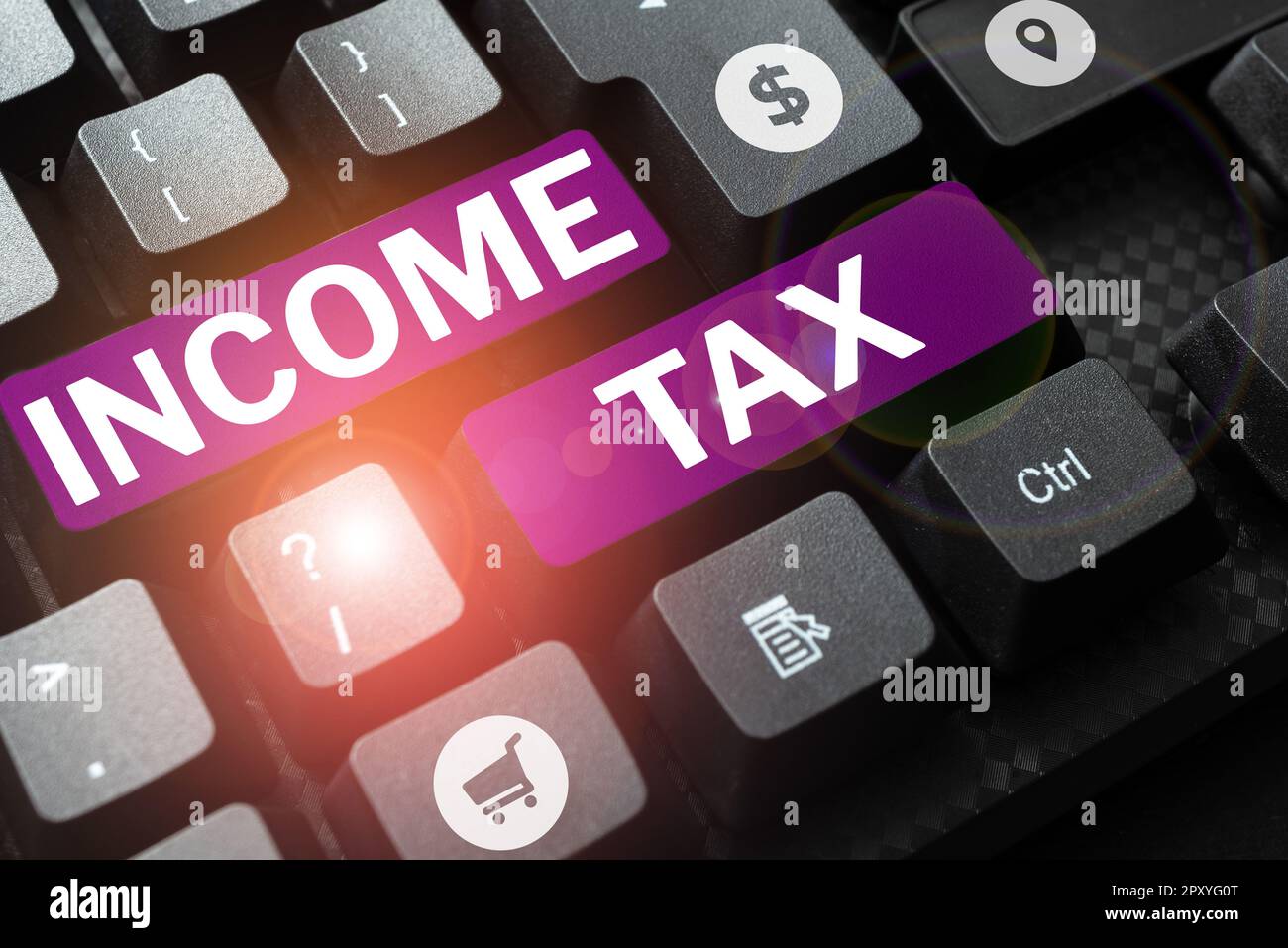 Sign displaying Income Tax, Business showcase Annual charge levied on ...