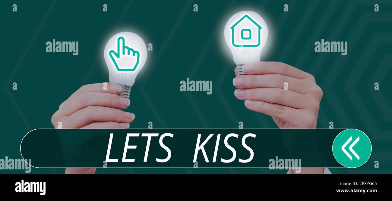 Handwriting text Lets Kiss, Word Written on Sign of love expressing ...