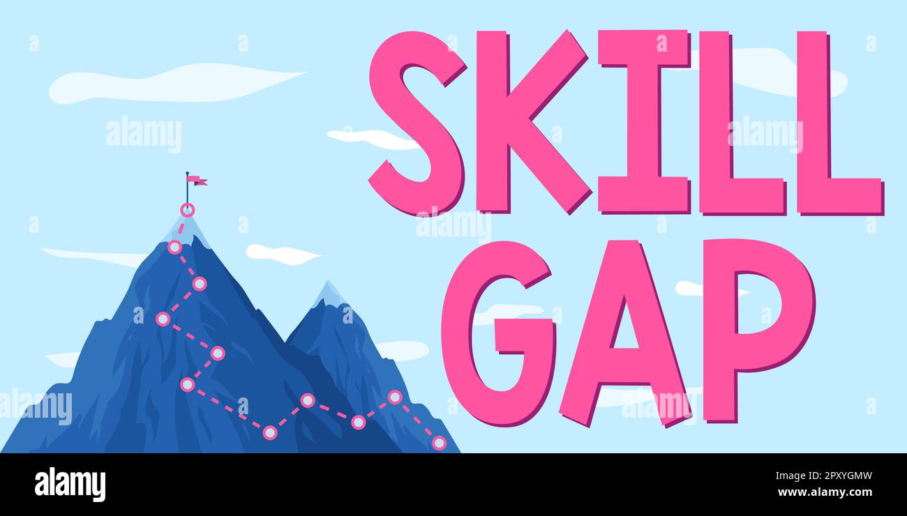 Text caption presenting Skill Gap, Conceptual photo Refering to a ...