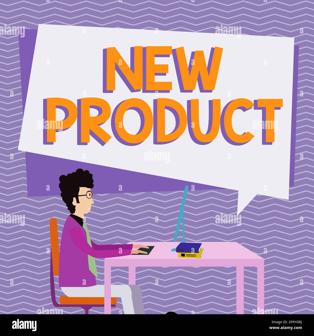 Sign displaying New Product, Word Written on goods and services that ...