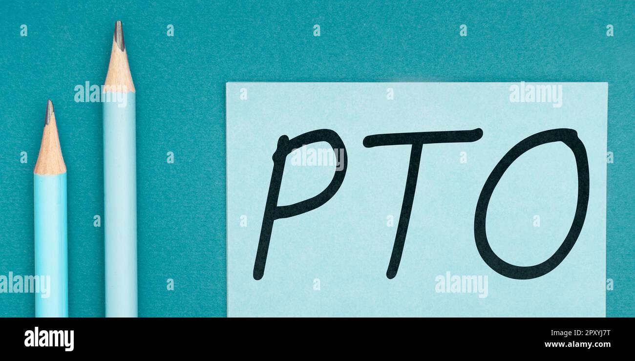 Hand writing sign Pto, Business idea Employer grants compensation for ...