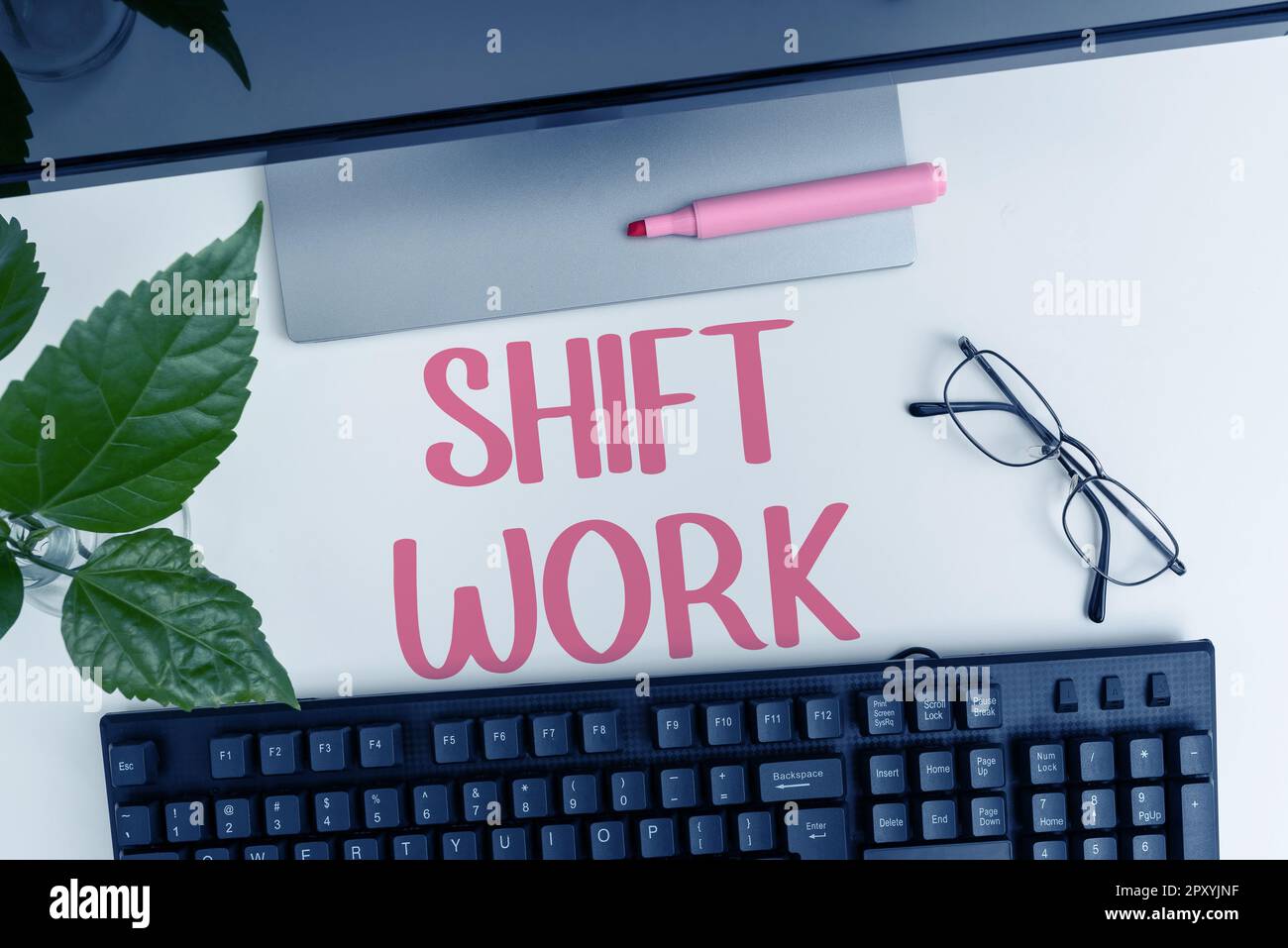 Text sign showing Shift Work, Word for work comprising periods in which ...