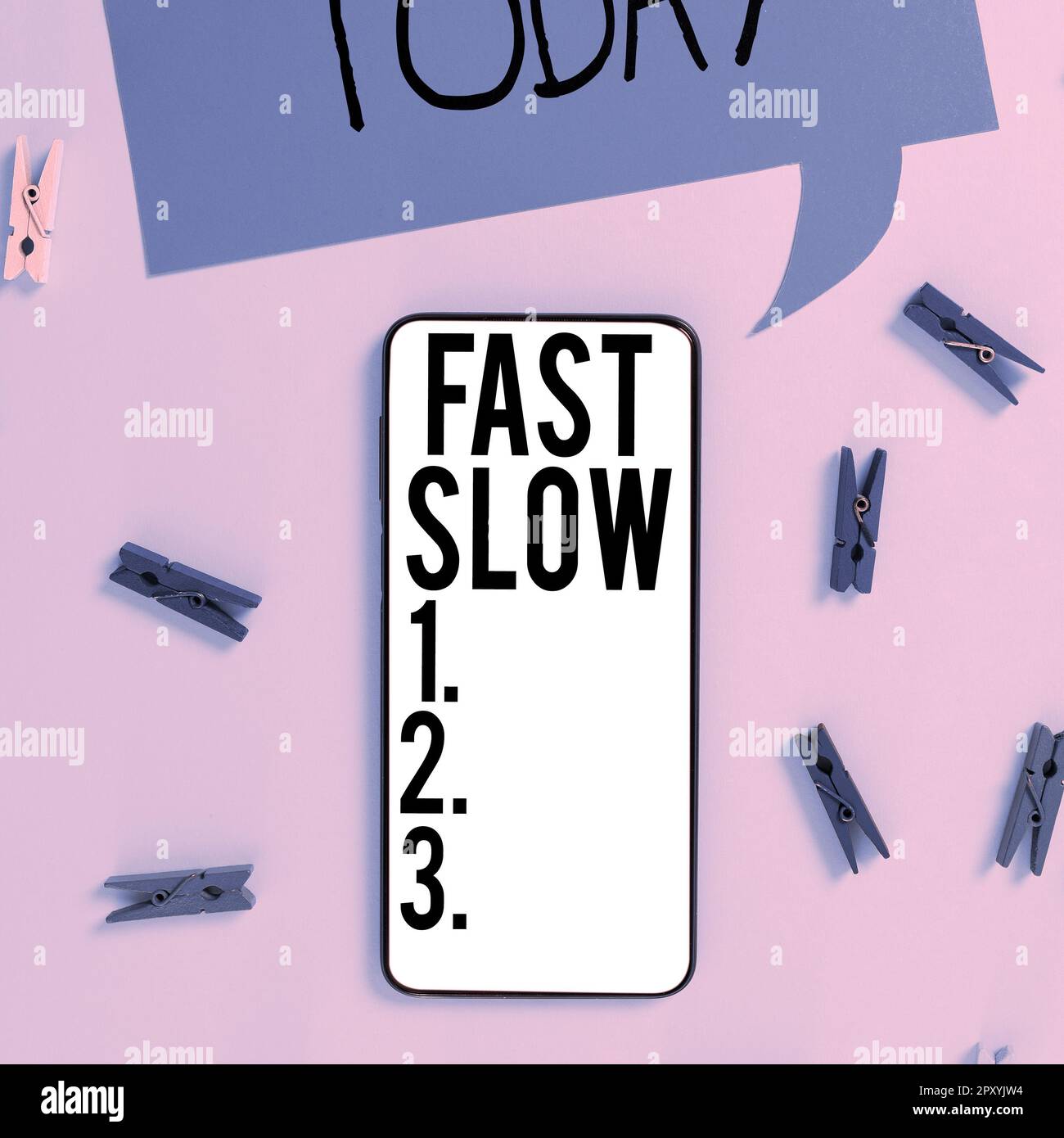 Hand writing sign Fast Slow, Word for moving or proceeding with more or ...