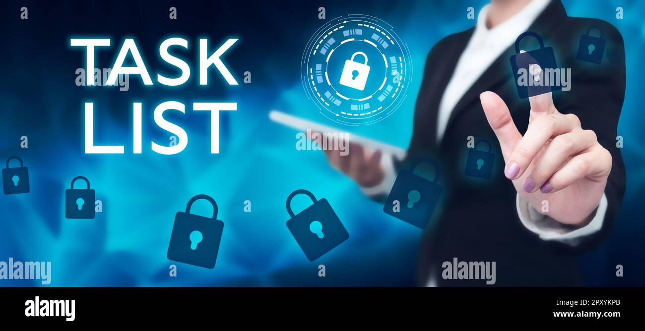 Text showing inspiration Task List, Word for Planification reminder ...