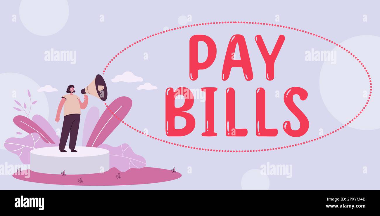 Text caption presenting Pay Bills, Business showcase list of expenses ...