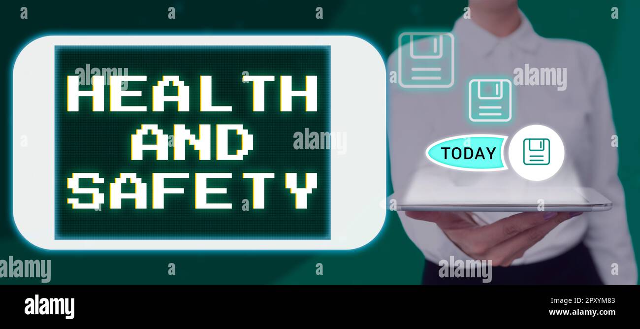 Conceptual display Health And Safety, Concept meaning Taking the ...