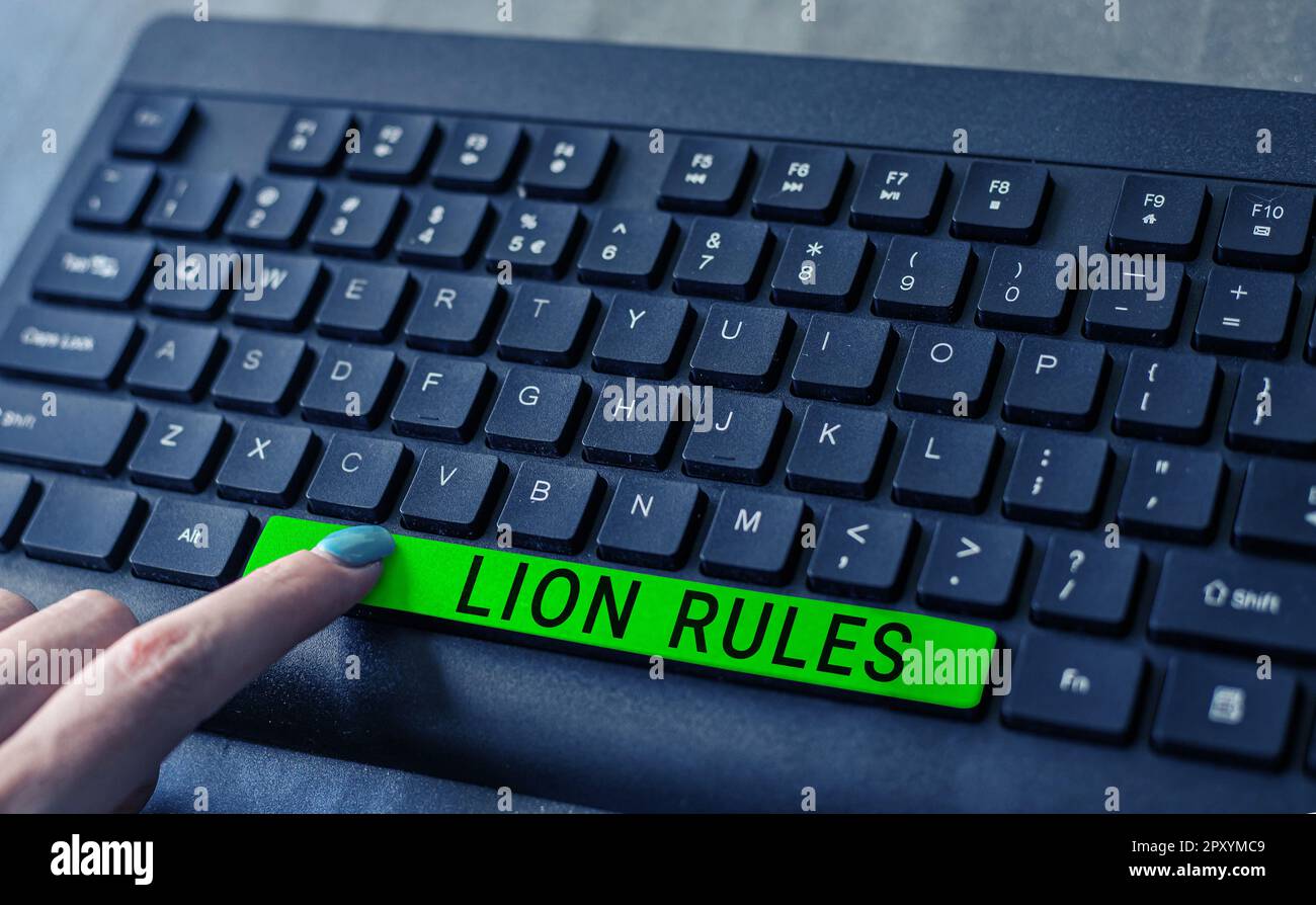 Conceptual display Lion Rules, Business approach epitome of strength ...