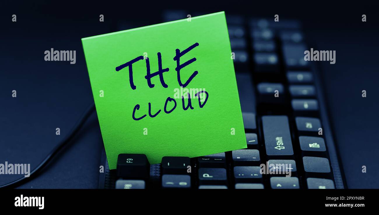 Conceptual caption The Cloud, Business showcase Programs used in Storing Accessing data over the ...