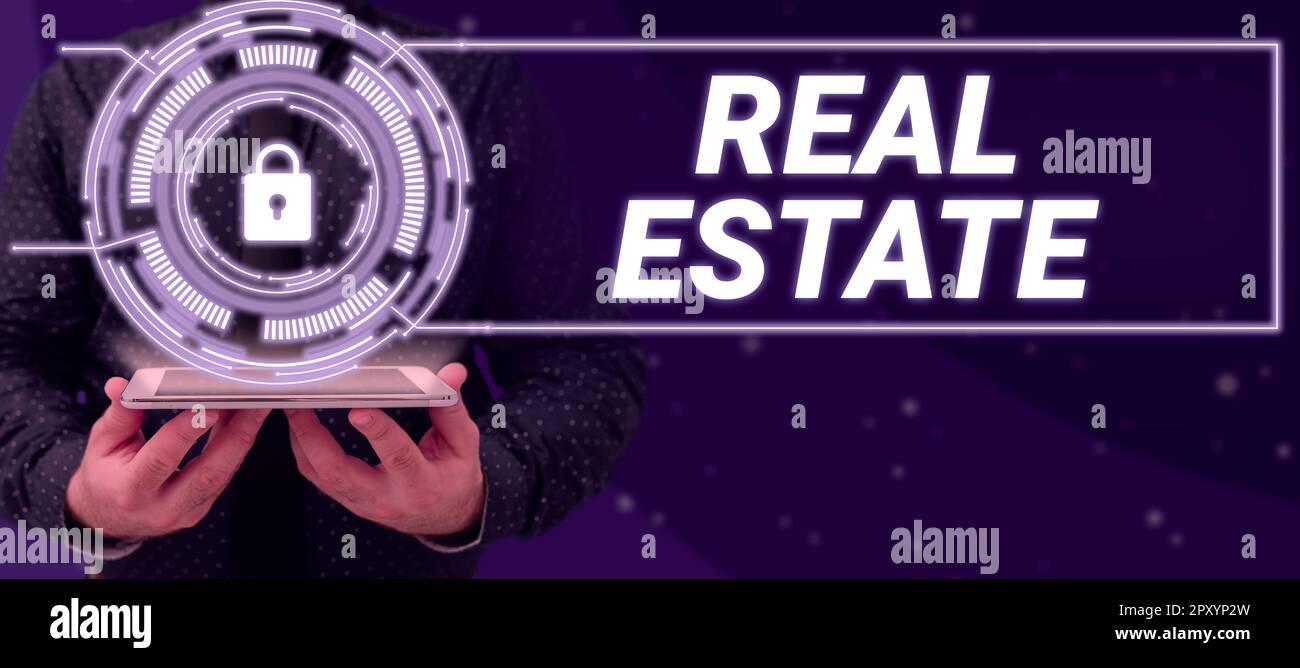 Writing displaying text Real Estate, Word for the property consisting ...