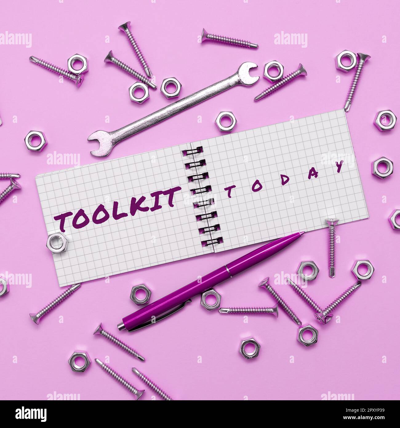 Handwriting text Toolkit, Business idea set of tools kept in a bag or ...