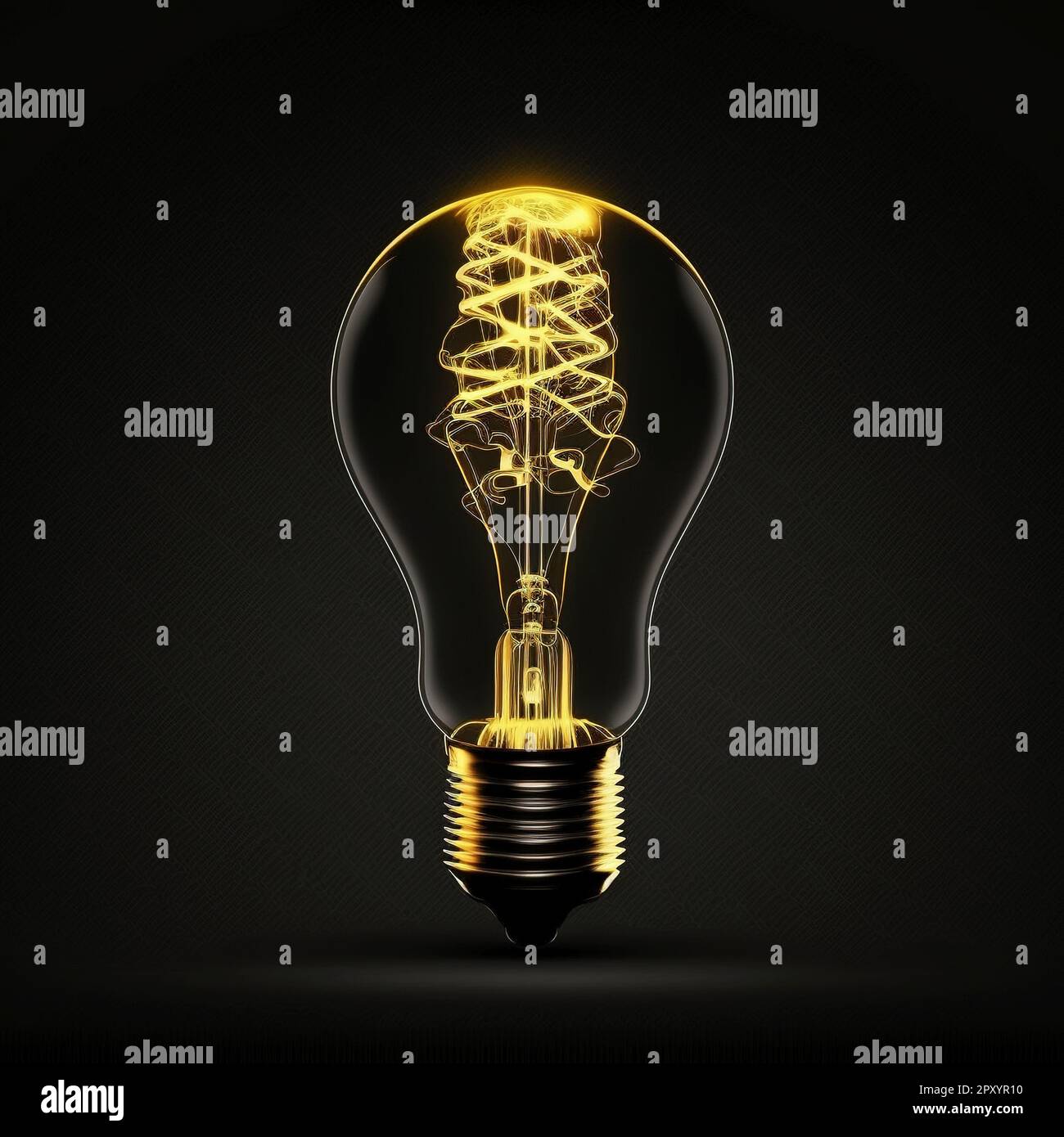 Clear incandescent glowing light bulb isolated on black background ...