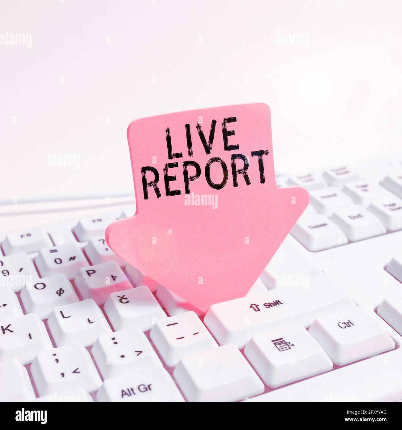 Hand writing sign Live Report, Word Written on continuous stream of ...