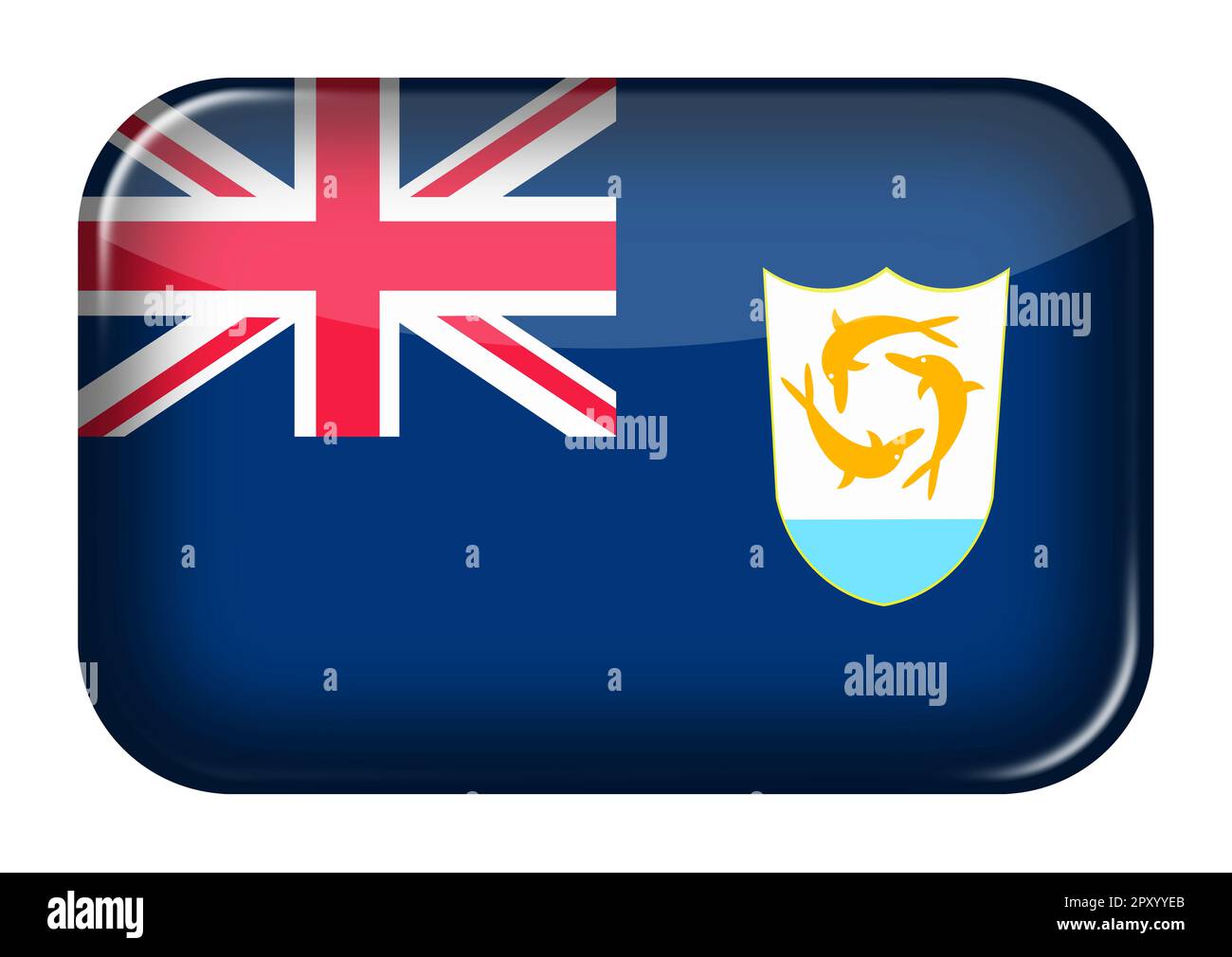 An Anguilla web icon rectangle button with clipping path 3d ...