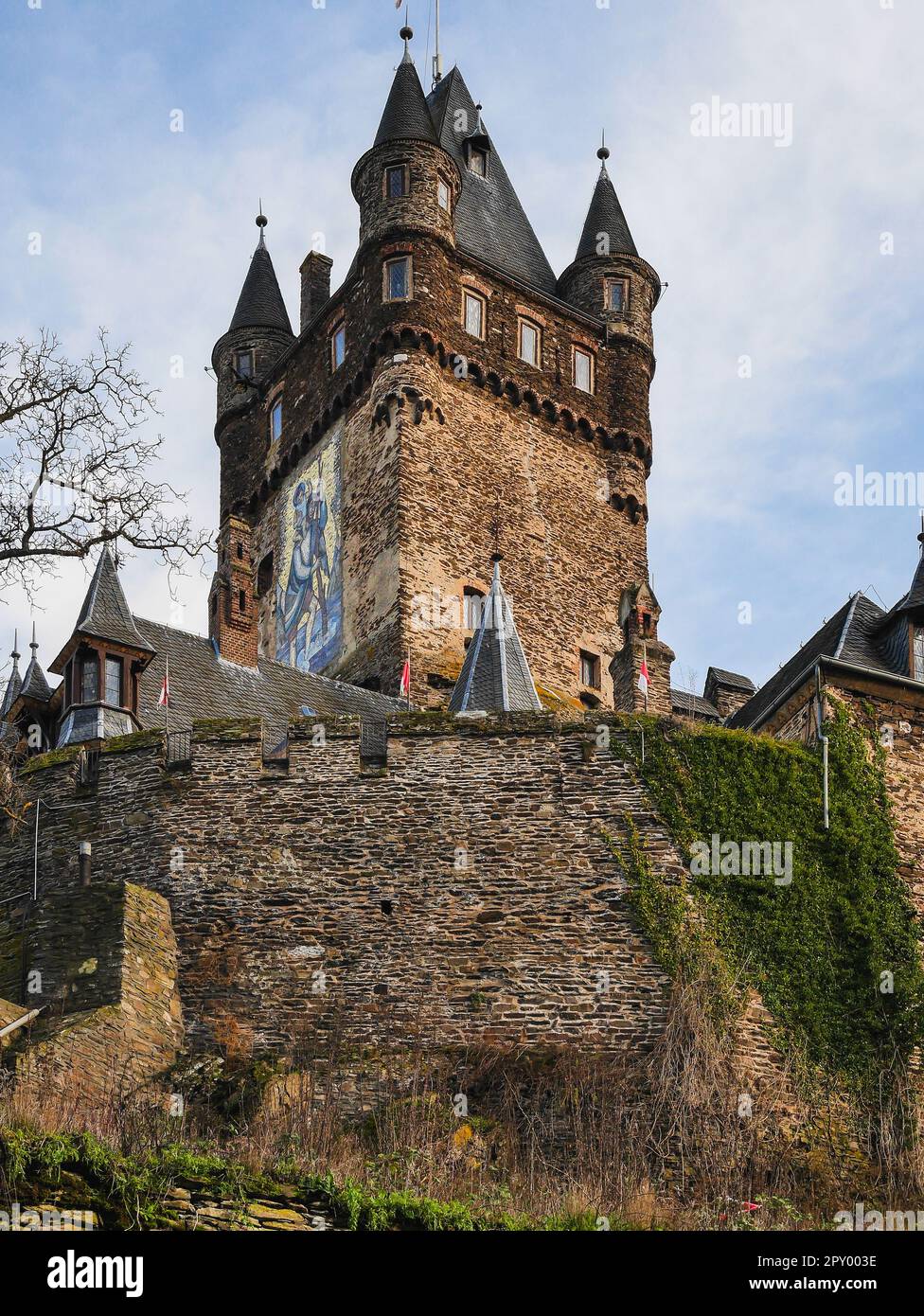 Mosaic on Reichsburg castle in Cochem, Germany Stock Photo - Alamy
